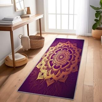 Generic Tapis de Couloir Long 80 x 150 cm Tapis de Passage Lavable Antidérapant Doux Délicat Géométrique Fleurs Mandalas Tapis pour Buanderie Cuisine Chambre,