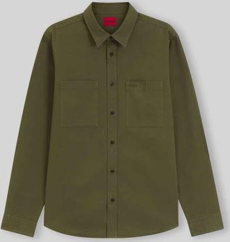 HUGO BOSS Straight Fit Hemdjacke aus Baumwolle Modell Egrin