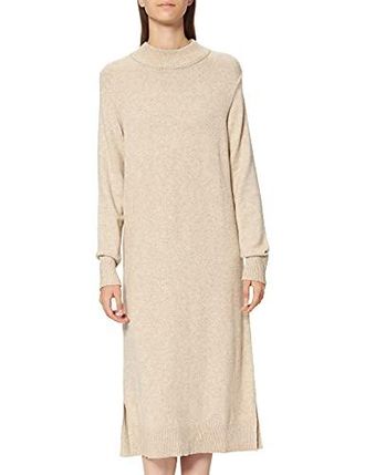 Vila Vila VIRIL Crew Neck L/S MIDI Dress-Noos Robe, M&eacute;lange Naturel, XS Femme