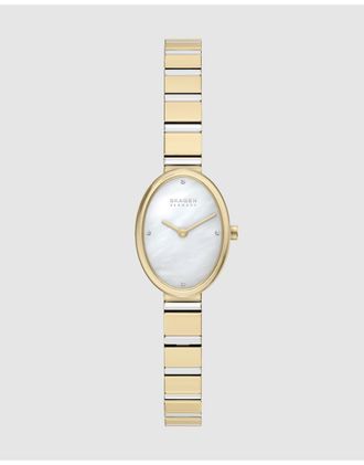 Skagen Anita montre ovale &agrave; deux aiguilles bicolore en acier inoxydable dor&eacute;