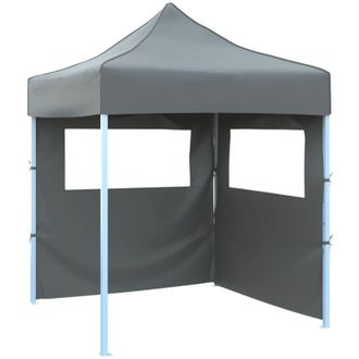 vidaXL Vidaxl - Tente de r&eacute;ception pliable avec 2 parois 2x2 m Acier Anthracite