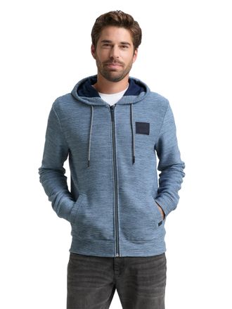 Tom Tailor Herren 1049516 Sweatjacke mit Kapuze, 39220-Denim Blue Structured Melange, 3XL