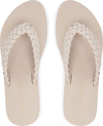 Tommy Hilfiger Zehentrenner Tommy Hilfiger Th Wedge Cornrow Beach Sandal FW0FW09037 Écru