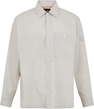 HUGO BOSS Herren Langarm-&Uuml;berhemd mit Barrel-Kragen (Helles Beige)