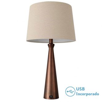 Fabrilamp Tischleuchte Perle 1xe27 braun 61x33x33 cm port usb