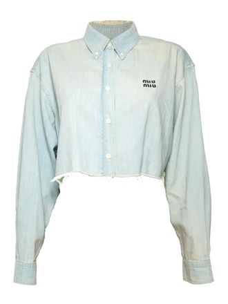 Miu Miu 2021 ausgefranstes Jeanshemd - Blau