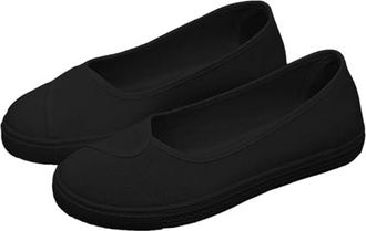 Generic Baskets plates &agrave; enfiler pour femme - Mocassins classiques en toile douce - Antid&eacute;rapantes - Chaussures de travail pour femme - Baskets z&eacute;ro goutte, N