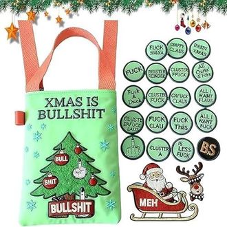 Generic Sac cabas brod&eacute; &laquo; F*ckin Holiday &raquo; avec 19 jetons &laquo; F*cks Coins &raquo;, un jeton de No&euml;l satirique