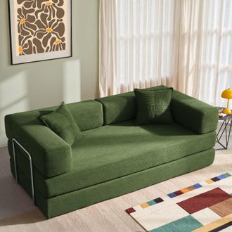 Generic Klappbares Schlafsofa, 200 cm Klappbodencouch, komprimiertes, umwandelbares Schlafsofa, Memory-Schaum-Couch mit gepolsterter R&uuml;ckenlehne, 4-in-1-Futon