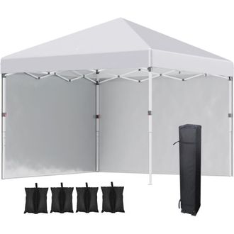 OUTSUNNY Tonnelle de jardin pop-up - Outsunny - pliant - r&eacute;glable en hauteur - 2 parois lat&eacute;rales - sac de transport inclus - blanc