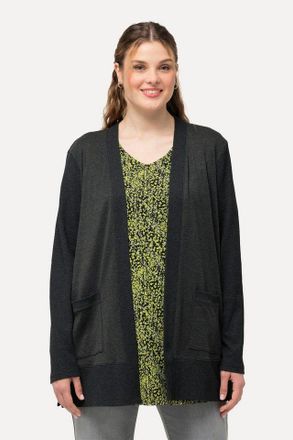 Ulla Popken Sweatjacke Sweatjacke Waffelstruktur offene Form Langarm