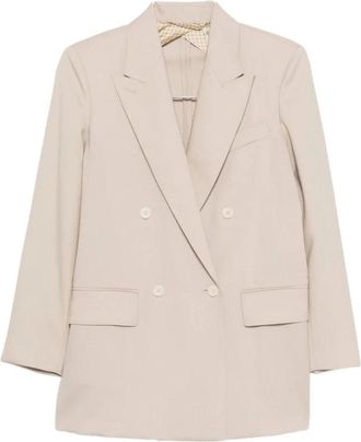 Max Mara Femme, Vestes, Beige, Taille: 38 FR Mxmmitico Double-Breasted Blazer