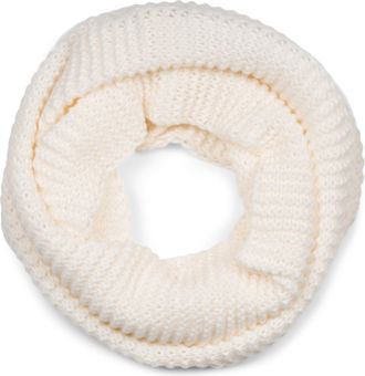 styleBREAKER Unisex Strick Loop Schal Einfarbig mit Wellenmuster, warmer Winter Strickschal, Schlauchschal 01018169, Farbe:Creme-Wei&szlig;