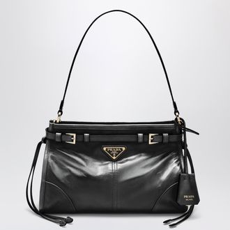 Prada Small Bonnie top-handle bag in black calf leather