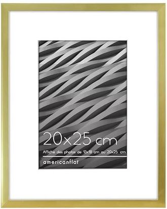 Americanflat Cadre Photo 20x25 cm Doré - Cadre Photo 13x18 cm avec Passe-Partout ou 20x25 cm sans Passe-Partout - Verre Antichoc, Chevalet & Matériel de Suspension
