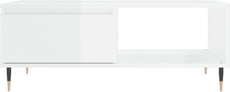 Generic Moderner Couchtisch, Schublade und Offenes Staufach, Holzwerkstoff f&uuml;r Wohnzimmer, Rezeption (Hochglanzwei&szlig;)