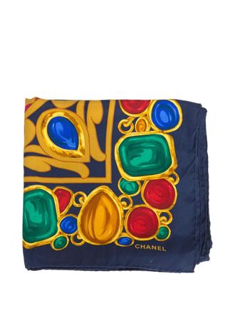 Chanel écharpe à imprimé graphique (années 1980) - Jaune