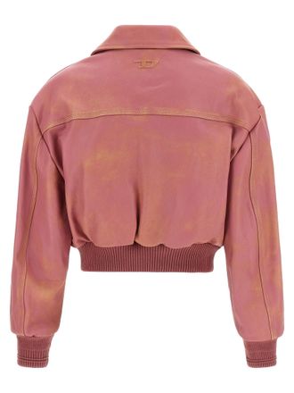 Diesel Cropped Lambskin Aviator Jacket - Pink