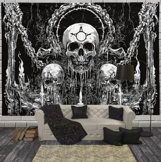 Generic 200x150cm Horror-Gothic-Sch&auml;del Wandteppich Wandteppiche Mit Dunkle Fantasie, Noir Wandtuch F&uuml;r Halloween Und Goth Stil Deko Wandt&uuml;cher