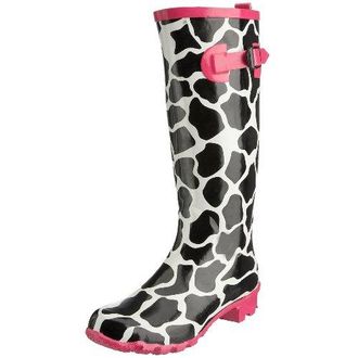 Jacobson Bottes en Caoutchouc pour Femme - Noir - Noir/Blanc/Rose, 41 EU