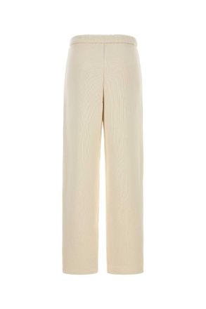 Max Mara Womens Ivory Cotton Blend Wide-Leg Dente Pant Avorio Exterior: Polyester Pantaloni Trousers