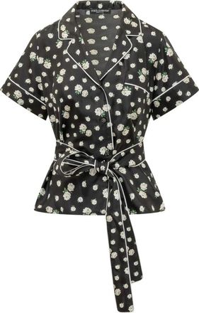 Dolce & Gabbana Femme, Blouses et Chemises, Noir, Taille: 40 FR Chemise &agrave; imprim&eacute; floral Vanity