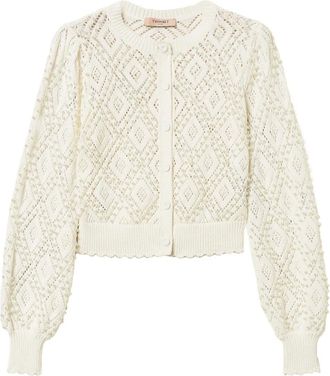 Twin-Set cardigan &agrave; motif de losanges - Blanc