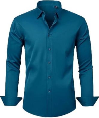 Generic Chemise habill&eacute;e extensible &agrave; manches longues pour homme - Chemise formelle boutonn&eacute;e pour le travail, les loisirs, les mariages, Bleu - b, XS