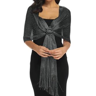 Generic &Eacute;charpe pour femme - &Eacute;tole pour robe de soir&eacute;e avec effet paillet&eacute; et franges - &Eacute;charpe de soir&eacute;e pour occasions festives - En mat&eacute;riau l&eacute;ger - Access