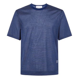 Ami Klassisch geschnittenes- kurz&auml;rmeliges T-Shirt mit Streifen - - Tops - Herren - Blau - L