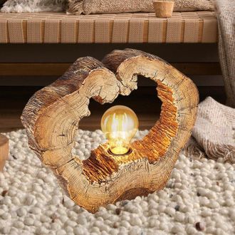 Globo Lighting Globo Lighting - Lampe de table led Tronc darbre Lampe de chevet aspect bois Rondelle darbre, plastique, 1x E27 filament led blanc chaud, LxH 30,5
