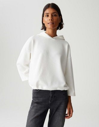 OPUS Hoodie GOLONJA aus Baumwoll Mix &uuml;berschnittene Schulter mit 3/4 Arm, Kapuze, 3-dimensionale Struktur