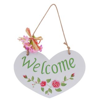 Angoily Handgefertigtes Willkommensschild Holz Türschild Zum Hängen Mit Blumenmotiv Dekoratives Tür Und Wandschild Für Zuhause Und Café