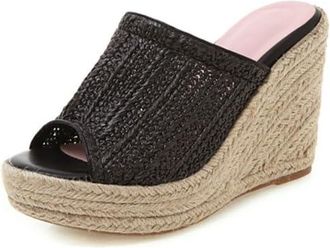 Generic Qynthra Sandales Femme Tiss&eacute; Espadrilles Semelle Compens&eacute;e Talon Bout Ajour&eacute; Plateforme Mules &Eacute;l&eacute;gants Slides de Robe D&eacute;contract&eacute;e pour Rendez-Vous Br