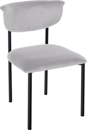 Clp Esszimmerstuhl Gambell Samtbezug I Polsterstuhl bis 130 kg belastbar I K&uuml;chenstuhl mit R&uuml;ckenlehne und schwarzem Metallgestell, Farbe:grau
