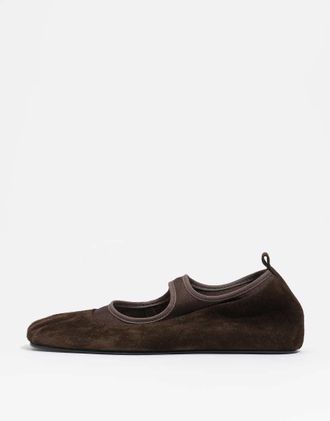 Bimba & Lola Ballerinas aus Wildleder und Trikot in Dunkelbraun
