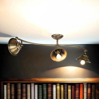 Licht-Erlebnisse Deckenlampe 3-flammig 83 cm lang Echt-Messing E14 Deckenstrahler