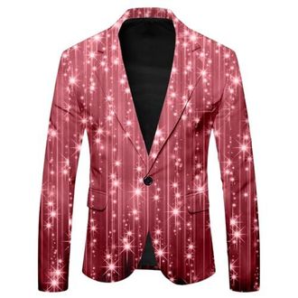 Generic Veste pour homme, aspect paillet&eacute;, impression 3D, ciel &eacute;toil&eacute;, rayures, blazer, carnaval, f&ecirc;te, veste slim fit un bouton, veste de costume pour carnav