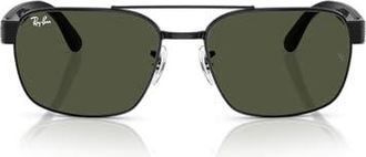 Ray-Ban Lunettes de soleil carrées Rb3751, noir/vert, 58 mm