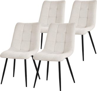 ML Design ML-Design Esszimmerst&uuml;hle 4er Set Beige, Wohnzimmerst&uuml;hle mit Stoffbezug und schwarzen Metallbeinen, K&uuml;chenst&uuml;hle mit R&uuml;ckenlehne, Polsterst&uuml;hle f&uuml;r E