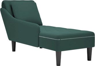 vidaXL Chaiselongue mit Kissen und Rechter Armlehne Dunkelgr&uuml;n Samt - Vidaxl