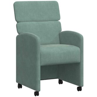 vidaXL Esszimmerst&uuml;hle mit Rollen 2 pcs Meergr&uuml;n 58 x 65 x 98 cm Samt vidaXL