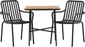 ebuy24 Holmbeck Gartenset Tisch 88x70cm natur, 2 St&uuml;hle schwarz
