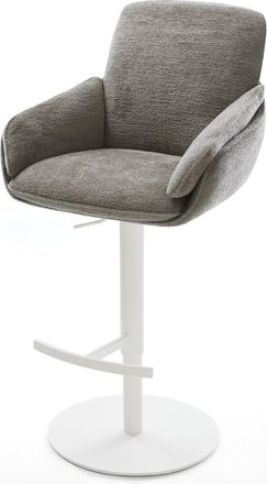 DELIFE Barstuhl Luan-Flex Boucl&eacute; Soft Schlamm Drehfu&szlig; h&ouml;henverstellbar Metall Wei&szlig;, Barst&uuml;hle