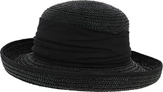Seeberger Chapeau Dilara en Paille Chapeau pour Femme Chapeau de Soleil (Taille Unique - Noir)