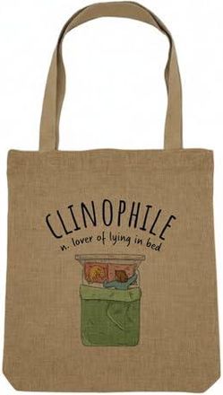 Fabulous Sac Shopping Tote Bag Aspect Lin - Clinophile Lazy Sleep Cat Drawing - Sac de Courses Toile Epaisse 360g Beige Naturel Cabas Port&eacute; Epaule Solide Impri