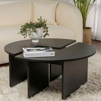 Pier Import Pier Import - Table basse ronde noire effet bois - design puzzle marfa