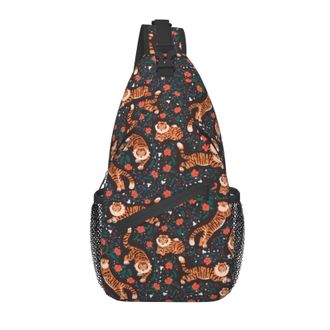 AOOEDM Tiger Sling Bag Casual Crossbody Schulterrucksack Cool Chest Daypack für Jungen Männer Sport Wandern Reisen