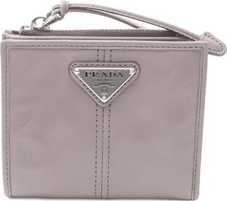 Prada petit portefeuille à plaque logo (années 20) - Gris