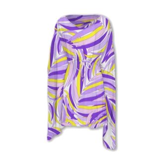 MC2 Saint Barth Langer Damen Poncho mit Muster - - Dresses - Damen - Lila - ONE SIZE